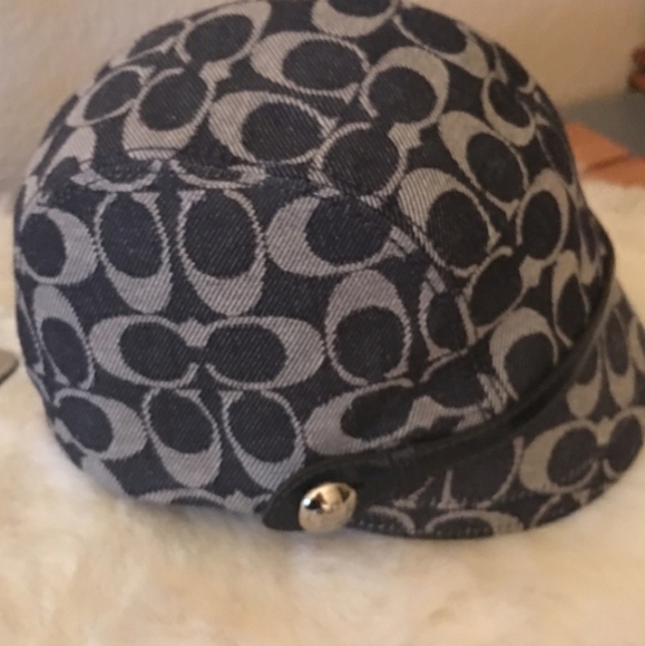 Coach | Accessories | New Coach Blue Denim C Jacquard Newsboy Cap With ...